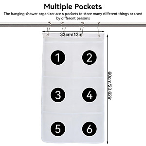 Gsycle 2PCS Shower Caddy, Mesh Shower Organizer Hanging Bathroom Storage Organizer Toy Organizer with 6 Pockets for Bathroom Bedroom(White)