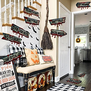 Halloween Horror Movie Themed Decoration,20Pcs Horror Cardboard Signs for Wall Decor Waterproof Horror Movie Photo Booth Props for Halloween Party Decoration