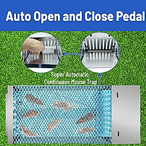 Humane Mouse Trap,Combined Automatic Continuous Rat Traps Cage, Extended Metal Rat Trap,Sensitive Pedal Trigger, Easy to Set Mice Catcher for Indoor and Outdoor