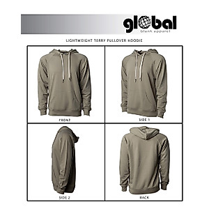 Global Blank French Terry Sweatshirts for Women, Lightweight Pullover Hoodie, Olive Green, Medium