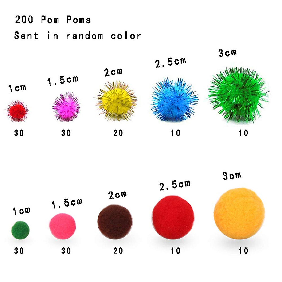 Pipe Cleaners Craft Set with DIY Tutorial, Included 200Pcs Multicolor Pipe Cleaners Chenille Stems, 200Pcs Pom Poms, 200Pcs Self-Sticking Wiggle Googly Eyes, for DIY Art Craft