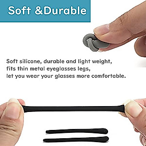 8 Pairs Eyeglass End Tips Ear Sock Pieces Anti-Slip Tube Replacement Tips Silicone for Thin Metal Eyeglass Legs,4 Black/4 White