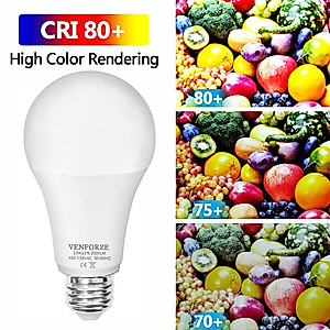 Venforze Bright Light Bulb,150w-200w Equivalent 2500LM E26 Led Bulb 23W Daylight White 5000K A21 Led Light Bulb Non-Dimmable 2-Pack