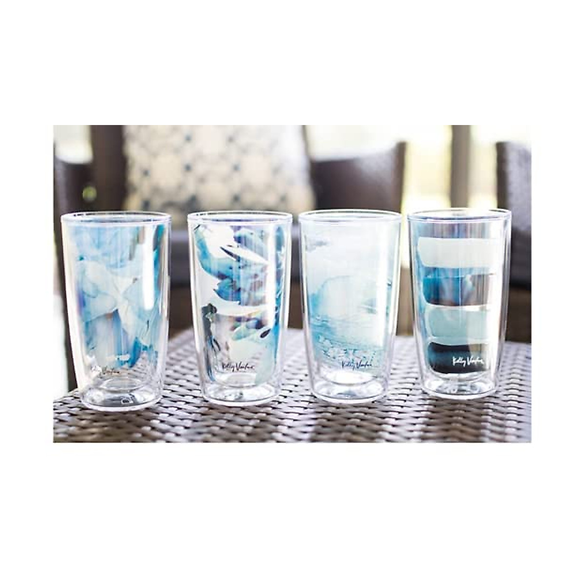Tervis Kelly Ventura Crystal True Blue Collection Made in USA Double Walled Insulated Tumbler Travel Cup Keeps Drinks Cold & Hot, 16oz 4pk, Assorted