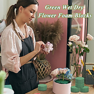 24 Pcs Round Floral Foam Blocks,Green Wet Foam Block,Dry Floral Foam,Wet Florist Styrofoam Block Flower Arrangement Supplies for Wedding Aisle Flowers,Arty Decoration,Party