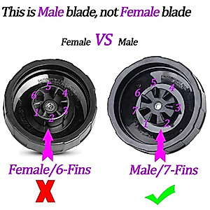 [New Model] Replacement 7 Fins Male Blade&24oz Blender Cups Compatible For Nutri Ninja Auto iQ Blender [4 Inch Male 7 Fins Blade]