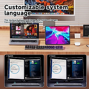 Portable Keyboard for Laptop with Numeric Keypad Foldable Keyboard Bluetooth for Laptop,Rechargeable full Laptop Keyboard Travel Keyboard for Laptop,Tablet,iPad,Phones etc,Up to 90 Days(Gray)