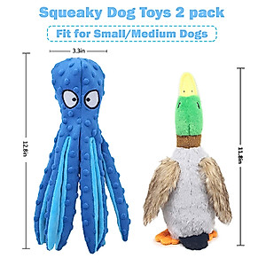 Cnarery [2 Pack] Dog Plush Toys, Interactive Squeaky Puppy Toys, Dog Toys with Crinkle, Durable Stuffed Dog Chew Toys for Puppy, Small, Middle, Non-Toxic and Safe