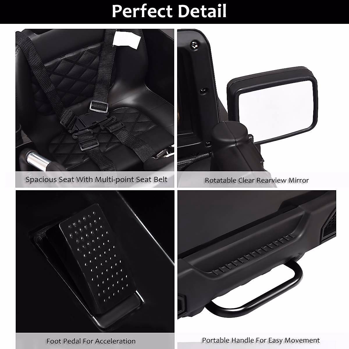 HONEY JOY 12V Ride On Truck, Battery Powered Electric Cars for Kids, Spring Suspension, MP3, LED Lights, Remote Control, Openable Door, Safety Belt, Toddler 4 Wheeler Ride On Toys Car for Boys Girls