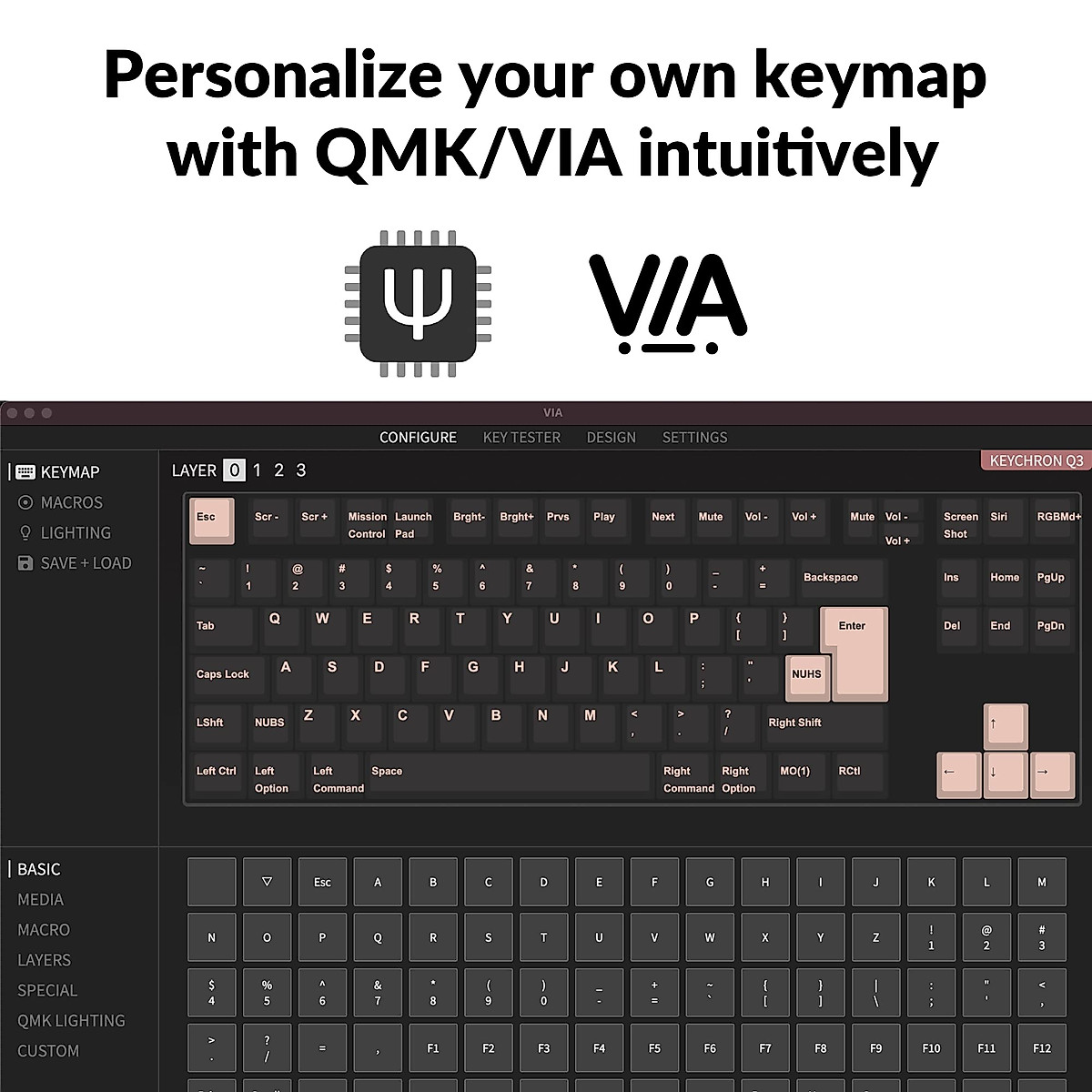 Keychron Q3 Barebone ISO Knob Version, QMK/VIA Wired Custom Mechanical Keyboard, Full Aluminum Hot-swappable Tenkeyless Layout Double-Gasket DIY Kit, Programmable Macro for Mac Windows Linux - Black