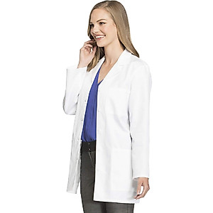 Cherokee Workwear womens Scrubs 32" Button Back Belt medical lab coats, White, Large US