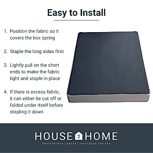 House2Home Box Spring Dust Cover for Bed Box Spring Repair, Heavy Duty 2.4 oz. Black Cambric Cloth, Replacement Box Spring Cover for Queen Foundation, 60" x 80"