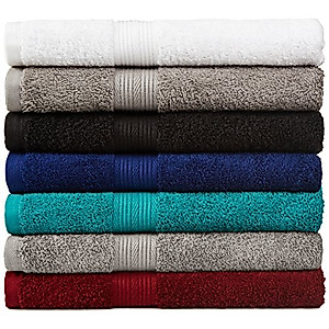 Amazon Basics 6-Piece Fade Resistant Bath, Hand and Washcloth Towel Set - Cotton, Gray