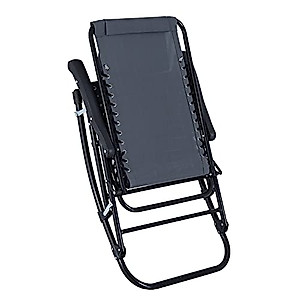 Outsunny Set of 2 Rocking Chairs Patio Lawn Chair Beach Folding Chairs with Pillow, Outdoor Portable Rocker for Camping Fishing Beach, Grey