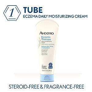 Aveeno Eczema Therapy Daily Moisturizing Body Cream for Sensitive Skin, Soothing Eczema Relief Cream, Colloidal Oatmeal & Ceramide for Dry & Itchy Skin, Steroid- & Fragrance-Free, 7.3 oz