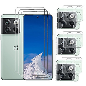 YRMJK 3+3 Compatible OnePlus 10T Screen Protectors + Camera Lens Protectors, 3D Full Coverage 99% HD Clarity 9H Premium Tempered Glass Compatible OnePlus 10T