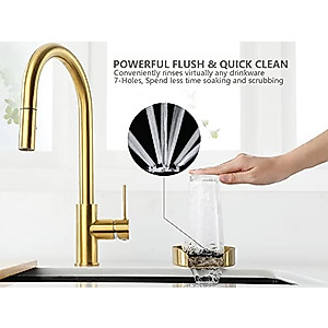 NeoBano Metal Glass Rinser for Kitchen Sinks, Brushed Gold Glass Rinser for Bar Sinks, Cup Baby Bottles Washer Cleaner Sink Accessories