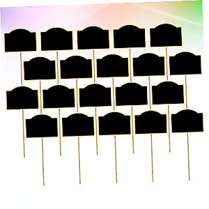 Ciieeo 20pcs Wood Chalkboard Signs Mini Message Board Signs Mini Message Sign Blackboard Garden Stakes Mini Chalk Sign Mini Chalkboard Black Board Garden Makers Bamboo Wedding Wood Pile
