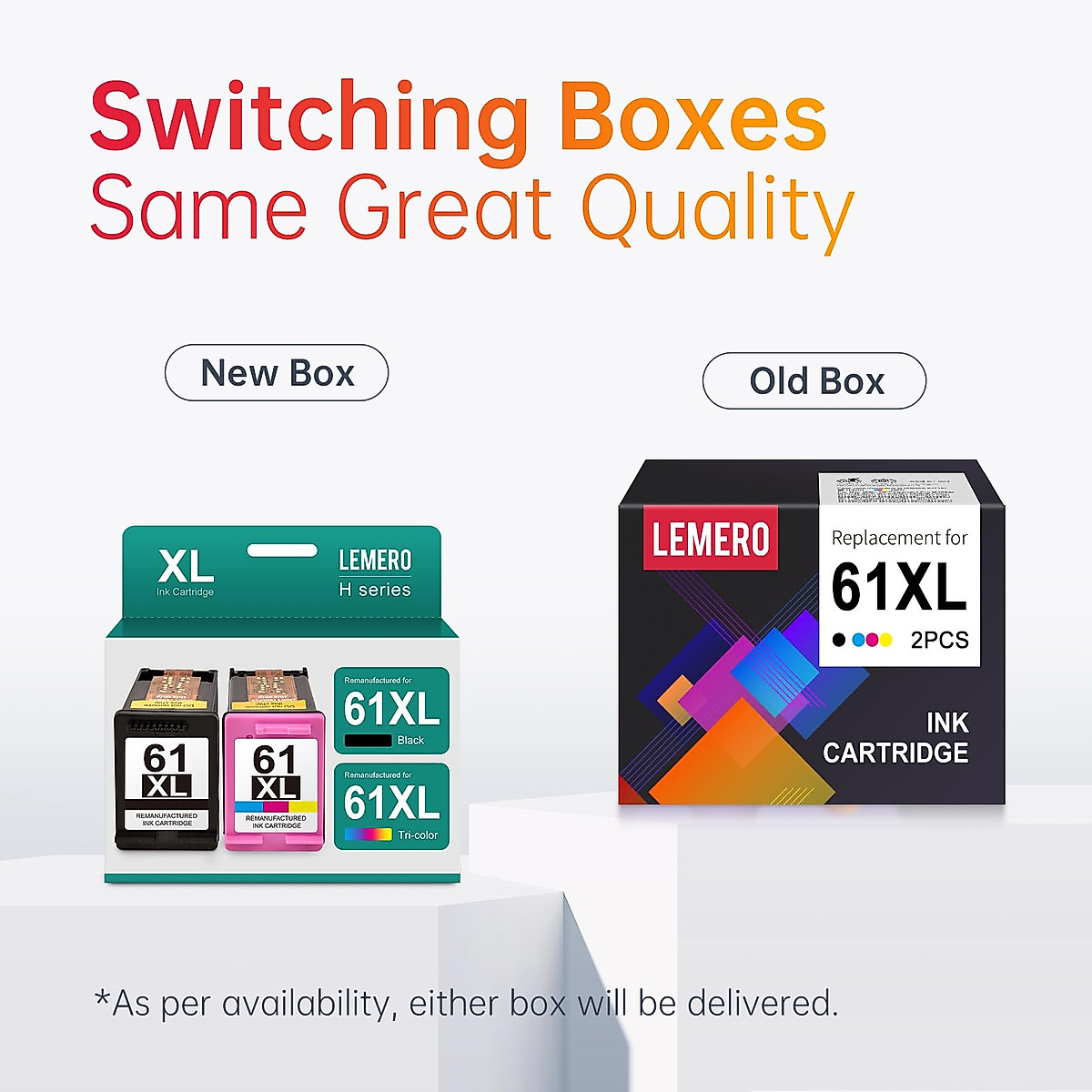 LEMERO 61XL Remanufactured Ink Cartridge Replacement for HP 61 61XL Combo Pack for Officejet 4635 Envy 4500 5530 Deskjet 3510 2542 2544 1510 2549 Printer Ink Cartridges (2 Pack)