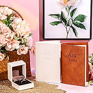 2 Pcs Wedding Vow Books His and Hers Vow Books Vow Notebook for Wedding Vows Journal Wedding Day Officiant Book 5.9 x 3.9 Inch, Bridal Shower Gifts, Wedding Keepsake, 50 Pages/Pcs (White, Brown)