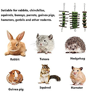 3 Pcs Bunny Teeth Grinding Chew Toys, Apple Branch Chewing Sticks with Grass Ball and Grass Cake for Rabbits Bunnies Hamsters Guinea Pigs