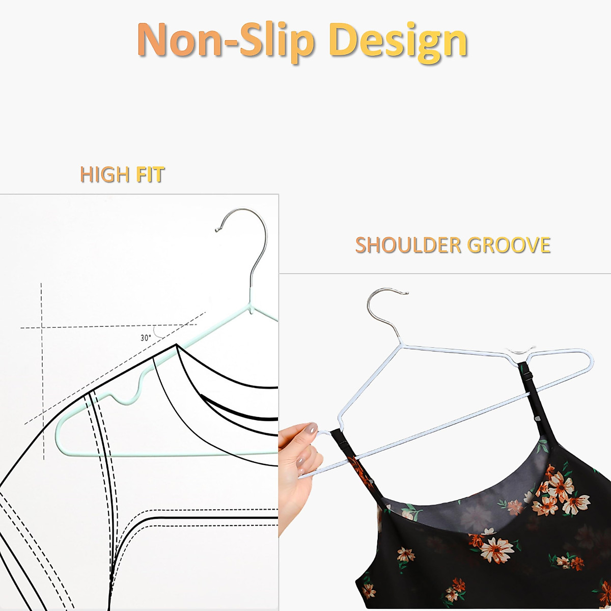 Stainless Steel Immersion Rubber Process Hangers 12 Pack, Heavy Duty Black Hangers for Coats, Pants & Dress Clothes, Non Slip Clothes Hanger Set, Space Saving Ultra Thin Hangers for Clothing