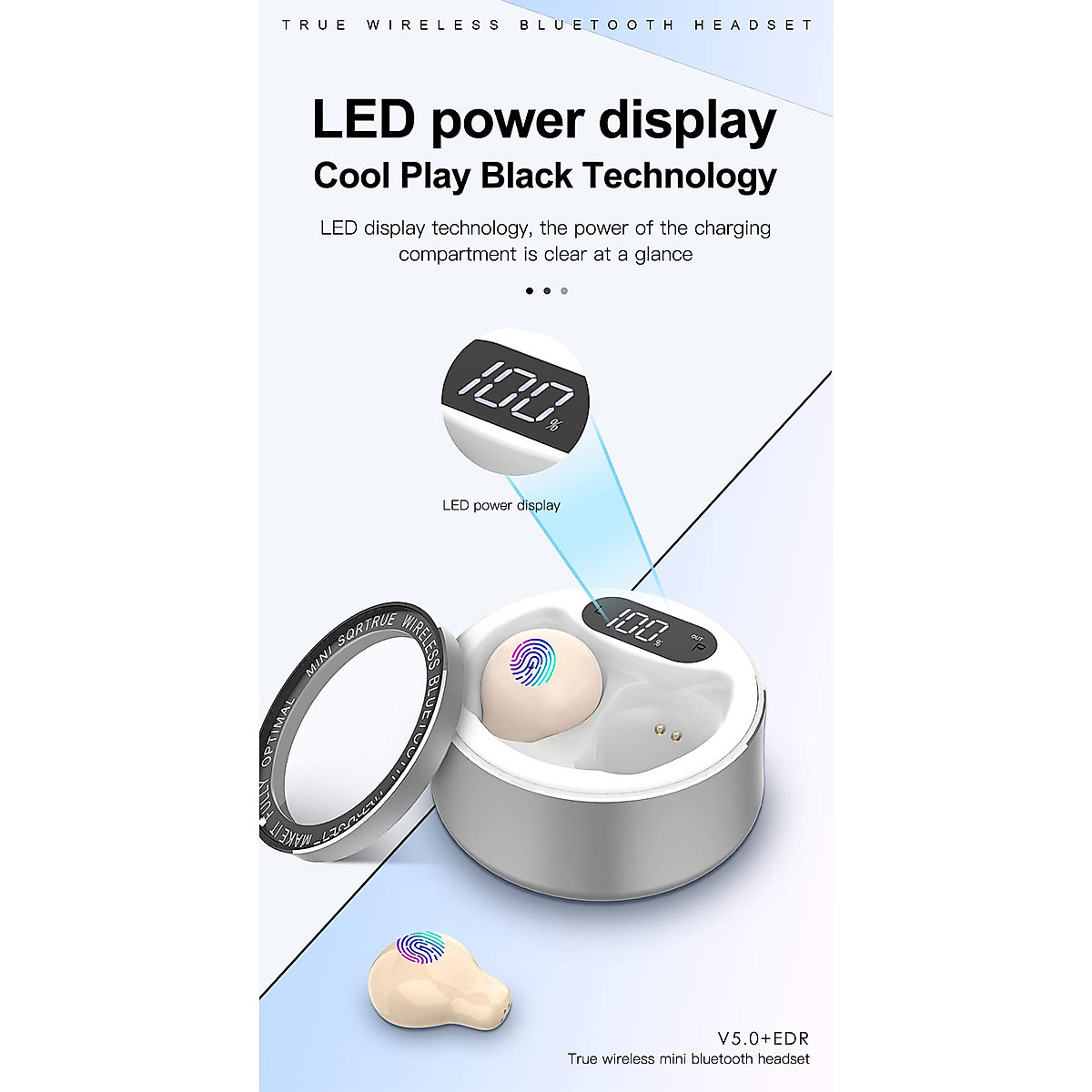 Loluka Invisible Earbuds LED Power Display Wireless Waterproof Touch Control Tiny Earbuds for Small Ears Bluetooth 5.0 Smallest for Music