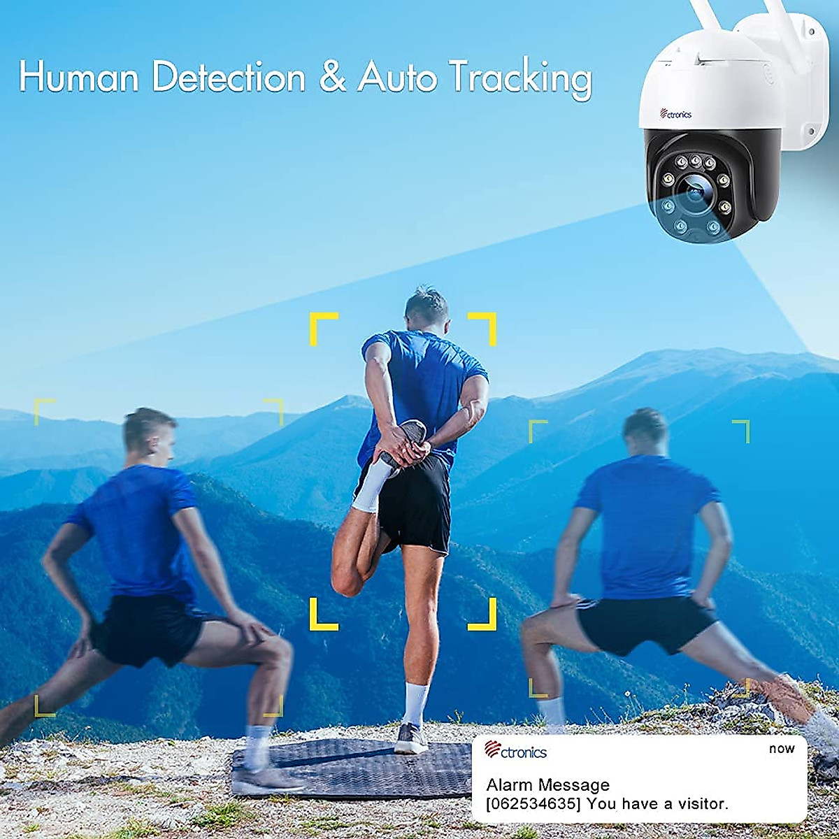 Ctronics 3G/4G LTE No WiFi Security Outdoor Camera with 30m Color Night Vision, 1080P PTZ 360° Digital Zoom Surveillance Camera Auto Tracking Human Detection Two-Way Audio IP66, SIM Card Included