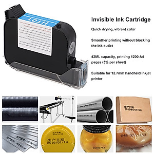 12.7mm Original Ink Cartridge Replacement 42ML Durable Quick Drying Ink Cartridge for HT01 Handheld Inkjet Printer Coding Machine Ink Cartridge