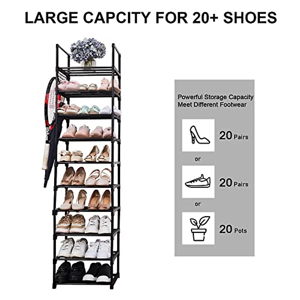 Mavivegue Shoe Rack,10 Tier Shoe Rack Shoe Rack 5 Tier Shoes Rack for Closet Entryway