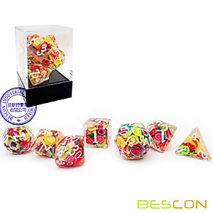 BESCON DICE Fruit Polyhedral Dice Set, Novelty RPG Dice Set of 7