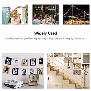 Litcher Globe String Light Suspension Kit, Outdoor Light Guide Wire, Vinyl Coated Stainless Steel Steel Cable，Include 150fts Transparent PVC and 304 Stainless Steel Wire Cable, Turnbuckle and Hooks