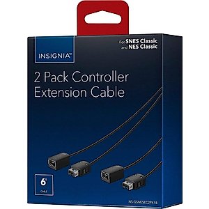 Insignia 6 ft. (2-pack) Controller Extension Cable for Nintendo SNES Classic and Nintendo NES Classic Controllers - Black