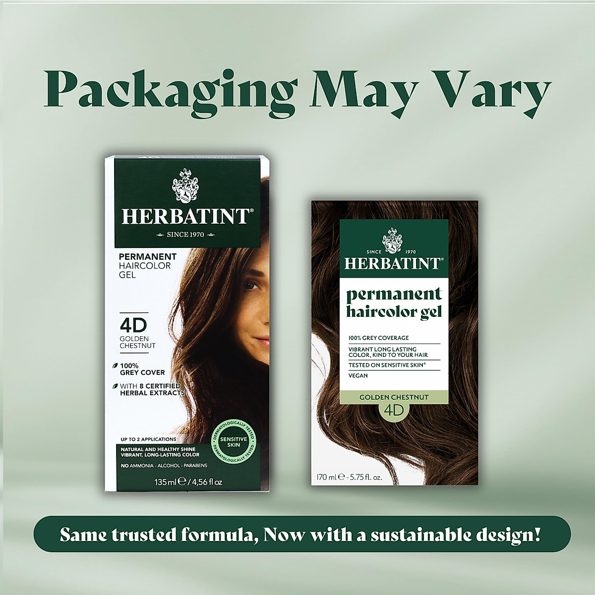 Herbatint Permanent Haircolor Gel, 4D Golden Chestnut, Alcohol Free, Vegan, 100% Grey Coverage - 4.56 oz