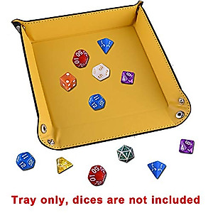 SIQUK 6 Pieces Dice Tray PU Leather Dice Rolling Tray Folding Square Holder for Dice Games, 6 Colors