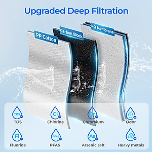 Waterdrop WD-K19RF Filter, Replacement for WD-K19-S and WD-K19-H Countertop Reverse Osmosis System, 12-month Lifetime