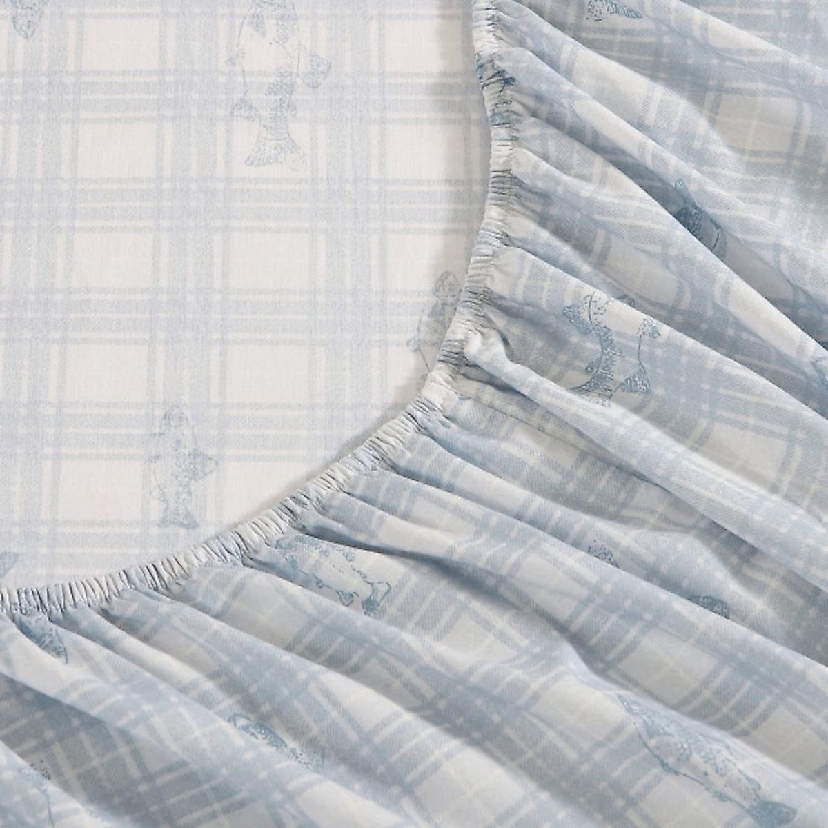 Eddie Bauer Sheets Cotton Percale Bedding Set, Crisp & Cool, Stylish Home Decor, Full, Methow Plaid Blue/White
