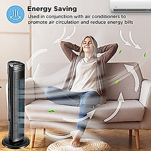 PELONIS 30 Inch Oscillating Tower Fan with 3 Speed Settings and Auto-off Timer, Standing Fan PFT28A2BBB, Black