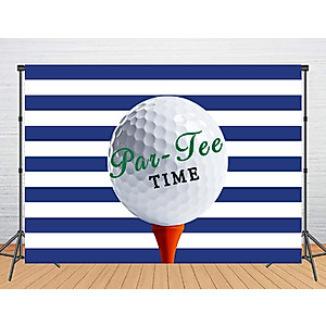 Blue Stripes Par-Tee Golf Backdrop for Birthday Retirement Party 5x3FT Sports Leisure Club Decoration Banner Background Photography Photo Booth Studio Props RBJMYLU272