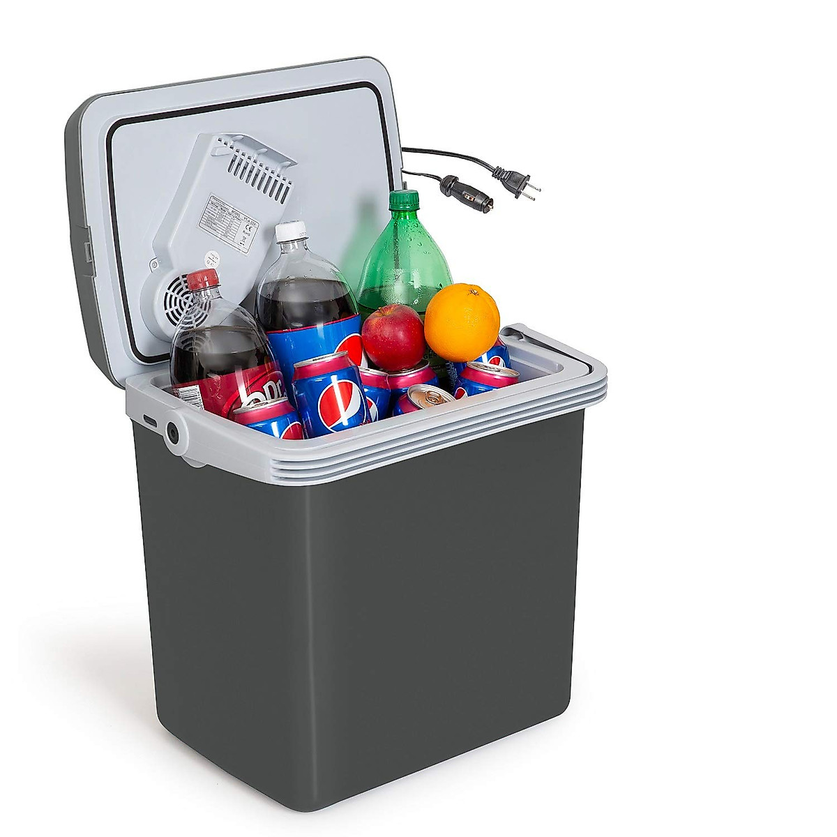 K-Box Electric Cooler and Warmer for Car and Home - 34 Quart (32 Liter) - Dual 110V AC House and 12V DC Vehicle Plugs (Grey)