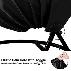 【Upgraded】Patio Egg Chair Covers with Zipper, Wicker Egg Swing Chair Covers, Waterproof Heavy Duty Weather Resisatnt Outdoor Chair Cover, Windproof Hanging Chair Cover, 75" x 45", Black, 2 Pack
