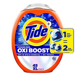 Tide Oxi Boost Power PODS Laundry Detergent Pods, 45 Count, Stain Remover Plus Oxi Power