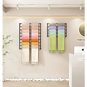 LXLZYXSF Wall Mount Commercial Towels Rack Scarves Holder, Iron Shawls Organizer Shelf, 5/9 Layers Pants Rack for Accessory Shop (Color : Black, Size : 60x120cm-9 Tier)