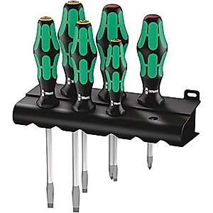 Wera 05007680001 Kraftform Plus 334 SK/6 Screwdriver Set and Rack, Lasertip, 6-Piece