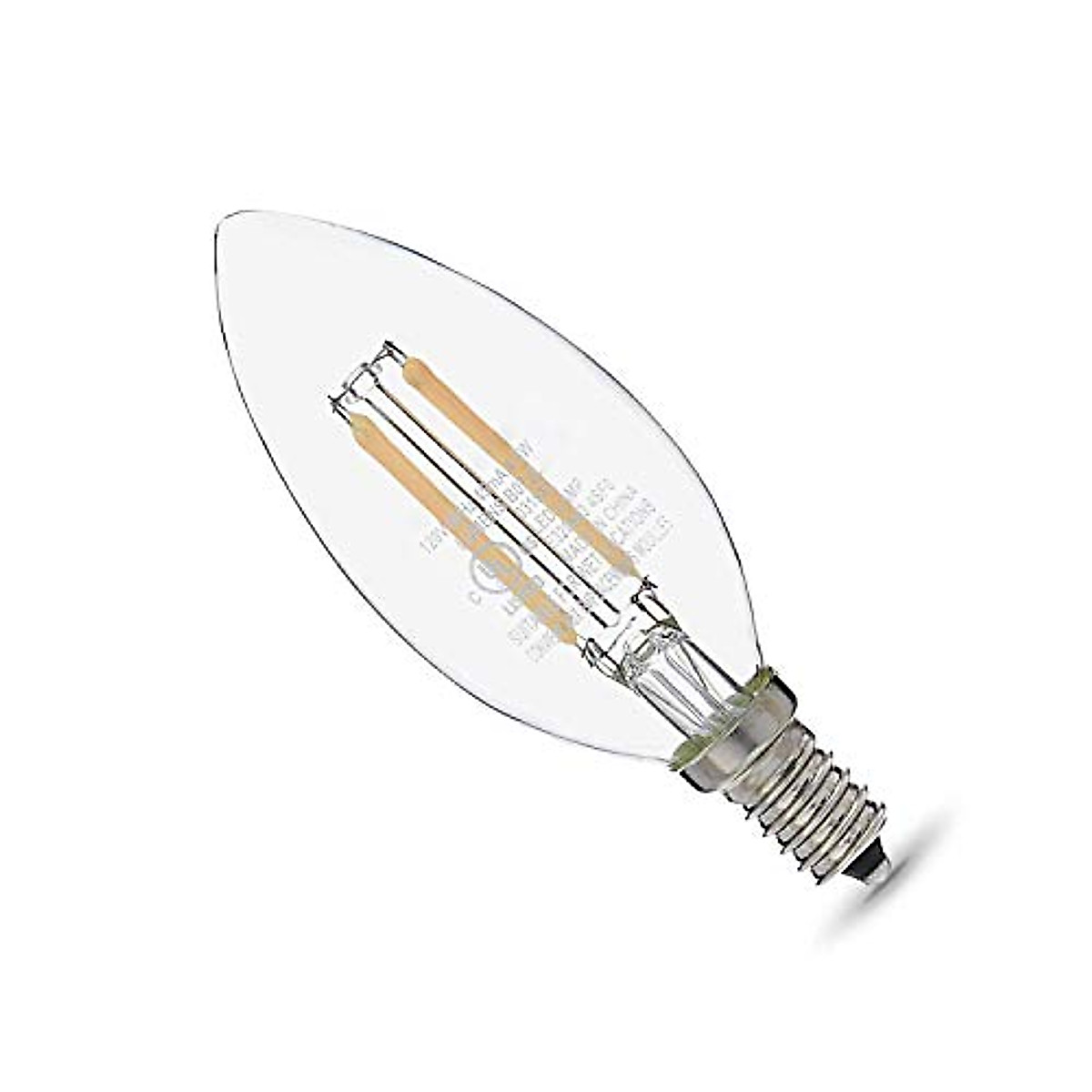 Amazon Basics 60W Equivalent, Clear, Daylight, Dimmable, 15,000 Hour Lifetime, B11 (E12 Candelabra Base) LED Light Bulb | 3-Pack