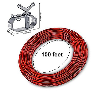Pool Cover Cable and Winch Kit, 100ft Plastic-Coated Steel Cable and Ratchet for Winter Safe Above Ground Swimming Pool Cover,Replacements for Swimming Pool Cover Winch and Cable
