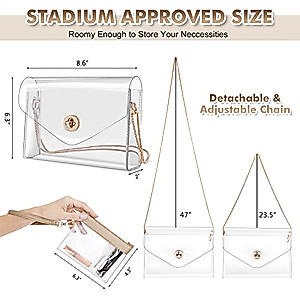 Youshuo Clear Purse for Women Stadium Approved, Clear Crossbody Bag, 2PCS Cute Purses with Chain & Wristlet for Sports Prom Concert Party Present