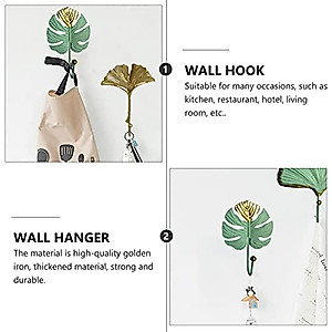Alipis 3pcs Gift Clothing Rack Bags Hanging Robe Bathroom Cast Metal Leaf Holder Mounted for Multifunctional Hanger Monstera Car Rustic Home Coat Hooks Key Hat Shaped Iron Cloth Towel