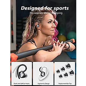 VOESUD 2022 Upgrade Wireless Earbuds, Bluetooth 5.3 Headphones with Mic,Wireless Headphones Running with IP7 Waterproof Ear Hooks,Touch Control for Sport/Work