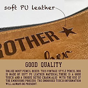 QQILIREN Inspirational Son Gift from Mom to My Son Pencil Case Pen Pouch Engraved Leather Pencil Bag Vintage I Love You Zipper Pouch for Students Graduation Travel Office Work Accessories